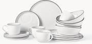 Sada ručně vyrobeného porcelánového snídaňového nádobí Salt, pro 4 osoby (16 dílů)