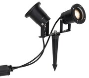 Moderní zahradní reflektor černý vč. kabelu a zástrčky 150cm 2-světla IP65 - Basic