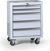 Pojízdný dílenský box na nářadí G2, 5 zásuvek, 645 x 460 x 860 mm, šedá
