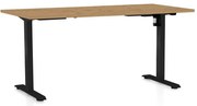 Výškově nastavitelný stůl OfficeTech A, 160 x 80 cm, černá podnož, dub kamenný
