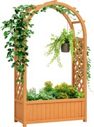 Zahradní vyvýšený záhon s treláží a obloukovou střechou, dřevěný kryt vyvýšeného záhonu 83x36x145cm pro zahradní balkon a terasu, květinový box pro po