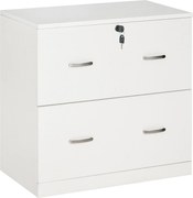 Výrobní kancelářský úložný kabinet Vinsetto se 2 zásuvkami na visící dokumenty, se zámkem a 2 klíči 74x42x72 cm Bílý | Aosom