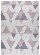 Dywany Łuszczów, Kusový koberec Sion Sisal Triangles B3006A ecru/pink – na ven i na doma, 80x150, růžová, chodba / předsíň