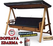 Dřevěná zahradní houpačka VeGA Lux Black + DÁREK