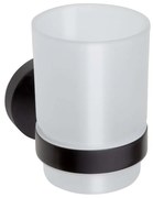 Sapho X-Round - Sklenka na kartáčky a pastu s držákem, matné sklo/černá XR903B