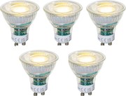 Sada 5 stmívatelných LED žárovek GU10 50 mm čirá 2,5 W 450 lm 3000 K