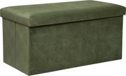 Dlouhá lavice s úložným prostorem LILOU, sametová, skládací, 76 x 38 cm, khaki