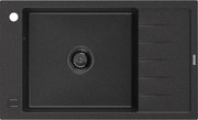 Mexen Elias, granitový dřez granitový 795x480x200 mm, 1-komorový, černá-stříbrná metalíza s černým sifonem, 6511791005-73-B