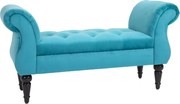 HOMCOM Vintage styl lavice na konci postele, dřevěný rám a čalouněné sedadlo Chesterfield, modrá 117 x 40 x 58 cm | Aosom