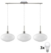 LED Lustr na lanku HARMA 3xE27/60W/230V matný chrom/bílá