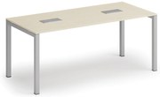 Jednací stůl PRIMO SQUARE, 180x80 cm, bříza + 2x stolní zásuvka TYP I, stříbrná