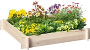 Outsunny Čtvercový Dřevěný Zahradní Urban Plánter Bed Květinová Krabice pro Plodiny, Rostliny, Květiny, Byliny na Terasu 100x100x16 cm Přírodní | Aoso