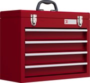 DURHAND Prázdný Nářaďový Box, 51 x 22 x 39,5 cm s 4 Šuplíky, Horní Úložný Prostor, Rukojeť, Nářaďový Box s 2 Zámky, Z Oceli, Červený | Aosom