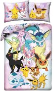 Ložní povlečení z mikrovlákna Pokémoni - motiv Pikachu a Eeveelutions - 70x90 cm + 140x200 cm