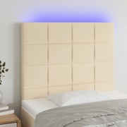 Čelo postele s LED krémové 80x5x118/128 cm textil