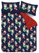Červené/modré dětské povlečení na jednolůžko 135x200 cm Christmas Elves – Catherine Lansfield