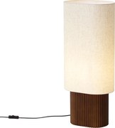 Japandi stojací lampa z ořechového dřeva s látkovým stínidlem 70cm - Lamel