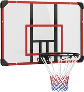 SPORTNOW Basketbalový koš se zadním panelem, venkovní basketbalová deska s Ø45 cm ocelovým obroučkou a sítí, montáž na zeď, basketbalová deska pro dět