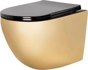 Rea Carlo Mini, závěsná WC mísa s rimless splachováním, zlatá-černá lesklá, REA-C8990