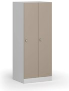 Snížená šatní skříňka S1, 2 oddíly, 1500 x 600 x 500 mm, otočný zámek, béžové dveře