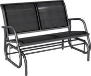 Outsunny Houpací křeslo 2-sedák Zahradní lavice Zahradní houpačka Lavice Sedadlo Park Lavice Kovový zahradní nábytek Černá 120 x 70 x 88 cm | Aosom