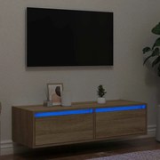 Nástěnný noční stolek s LED osvětlením staré dřevo