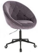 LuxuryForm DESIGN Otočné křeslo VERA VELUR na černé podstavě s kolečky - tmavě šedé