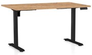 Výškově nastavitelný stůl OfficeTech B, 120 x 80 cm, černá podnož, dub kraft