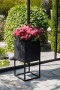 Květináč BLOCK UP, sklolaminát, výška 80 cm, antracit/černá