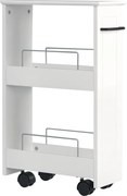 kleankin Úsporný Kuchyňský Vozík, Designový Koupelnový Vozík, Víceúčelový, Úsporný, MDF Dřevěné Police, Otáčecí Kolieska a Rukojeť, 42,5x20,3x66,7cm,