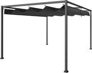 Outsunny pergola altán zastřešení terasy s posuvnou střechou 298x213x221cm polyester černá šedá pro zahradu a terasu |