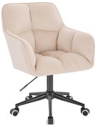 LuxuryForm DESIGN Otočné křeslo AMALFI VELUR na černé podstavě s kolečky - krémové