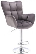 LuxuryForm DESIGN Barové křeslo AURORA VELUR na stříbrné kulaté podstavě - tmavě šedé