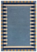 Modrý ručně tkaný vlněný koberec 160x230 cm Kai Wool Border – Flair Rugs