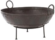 Černo-hnědé antik kovové kulaté ohniště - 72*65*40 cm