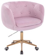 LuxuryForm DESIGN Křeslo MONTANA VELUR na zlaté podstavě s kolečky - levandule