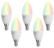 Sada 5 stmívatelných LED žárovek E14 C37 Opal 4,9W 470 lm 2700-6500K