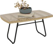 Zahradní stůl Outsunny z poly ratanového materiálu, 90 x 50 x 45 cm, UV odolný boční stůl se skleněnou deskou, obdélníkový stůl na terasu, balkonový s