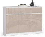Komoda K140 3D3SZ bílá/cappuccino lesk