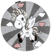 Dywany Łuszczów, Dětský kusový koberec Petit Unicorn grey kruh, 160x160 (průměr) kruh, šedá, dětský pokoj