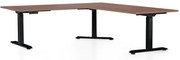 Výškově nastavitelný stůl OfficeTech Angle, 180 x 200 cm, černá podnož, ořech