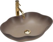 Rea Pearl, umyvadlo na desku 505x380x135 mm, béžová-hnědá-Ombre, REA-U0629