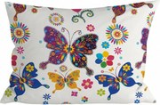 Povlak na polštář z mikrovlákna BAREVNÝ MOTÝL 70x90 cm, bílý