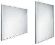 Nimco - Zrcadlo s LED osvětlením, 80x70 cm, hranaté, aluminium ZP 13003