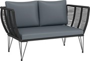 Zahradní pohovka s polštáři 2místná pohovka venkovní balkónová pohovka ratanová pohovka polyratanový zahradní nábytek 123 x 67 x 72 cm světle šedá