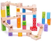 Bigjigs Toys - Dřevěná kuličková dráha barevná