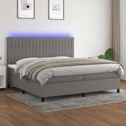 Box spring postel s matrací a LED tmavě šedá 200x200 cm textil 3135062