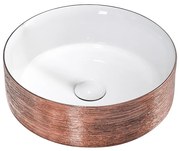 BPS-koupelny Keramické umyvadlo na desku HYD-LA-P-GL-360 36x36 cm, bílé/růžové zlato
