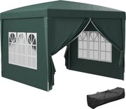 Pavilon Outsunny cca 3x3m, voděodolný stabilní zimní skládací pavilon, UV ochrana 50+, skládací párty stan s 4 bočními panely, taška pro zahradní pavi
