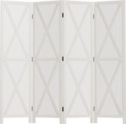 HOMCOM Dělicí Panel 182x170 cm - Skládací Dělič Místnosti pro Obývací Pokoj, Ložnici a Kancelář - Bílá | Aosom